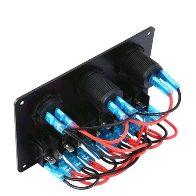 6 Gang Switch Panel 12V Rocker USB Socket Power Socket Red LED QC3.0 Voltage Marine
