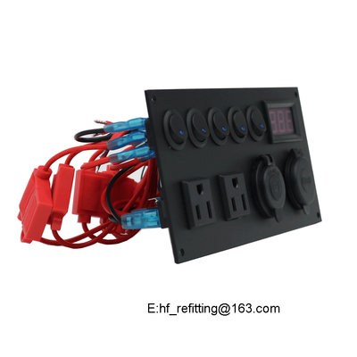 Dual USB Socket Charger LED Voltmeter 15A Power Outlet Rocker Switch Panel