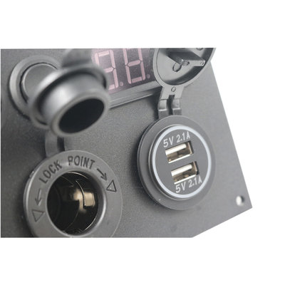 Dual USB Socket Charger LED Voltmeter 15A Power Outlet Rocker Switch Panel