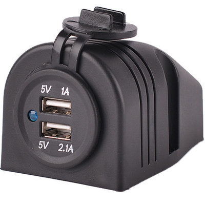 DC 12V 24V black USB socket charger with black tent housing