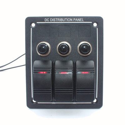 Auto car marine 12V 3 gang Red single LED rocker Switch Panel with circuit breaker