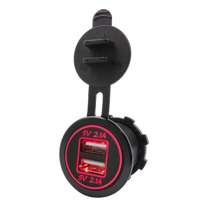 12V Car Cigarette Lighter Socket Dual 2.1A USB Port Charger Power Outlet with LED