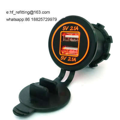 12V Car Cigarette Lighter Socket Dual 2.1A USB Port Charger Power Outlet with LED