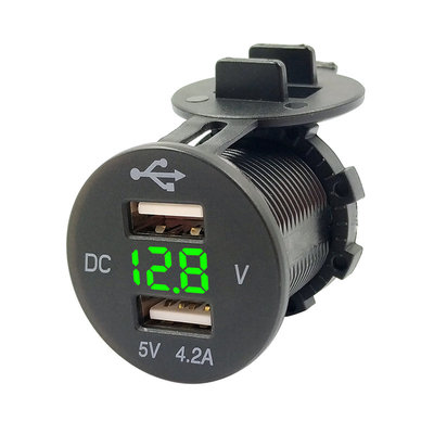 LED Display DC 5V 4.2A Dual USB Car charger socket with Voltmeter for marine SUV TRUCK BUS