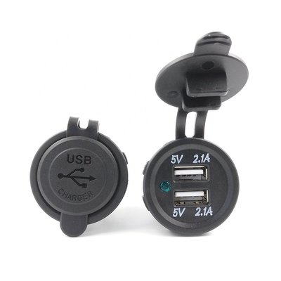 Dual USB Port 5V 2.1/2.1A Charger Socket Adapter For Car Motorcycle Bus Marine