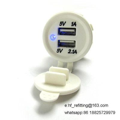Wholesales Dual 2 USB Outlet 1A & 2.1A Port Socket Charger Power Adapter For Car Bus Boat Tractor Motorcycle 12 volt Out