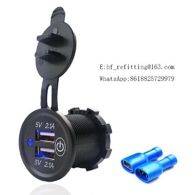 Dual USB Outlet 12V-24V 3.1A Port Socket Charger New Touch Switch