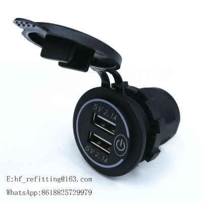 DC 12V-24V Dual USB Outlet 4.2A Port Socket Charger DS2013n New Touch Switch