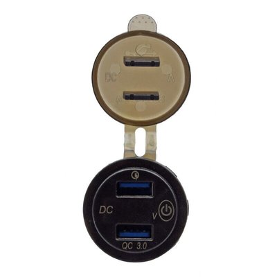 12V/24V 36W Dual USB QC3.0 Car Charger Socket With Touch Switch and Volt Display for Motorcycle Car Truck Marine Boat