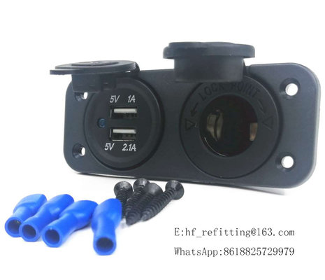 Auto Dual USB Outlet 3.1A Port Socket Charger with Two Hole Panel 12V Power Socket