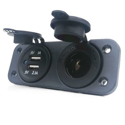Auto Dual USB Outlet 3.1A Port Socket Charger with Two Hole Panel 12V Power Socket