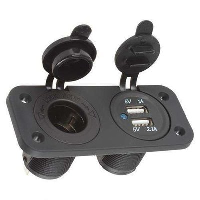 Dual USB Port Socket Charger with Two hole Rear panel for Car Boat Motorcycle 12-24V