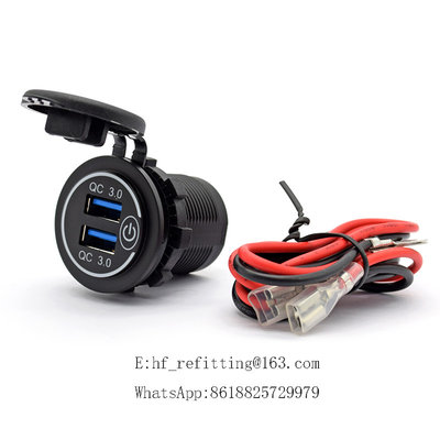 12V/24V 36W USB Charger Waterproof Power Socket Adapter with Touch Switch for Marine, Boat, Motorcycle,
