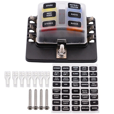 6 Way Blade Fuse Box LED Indicator Fuse Holder