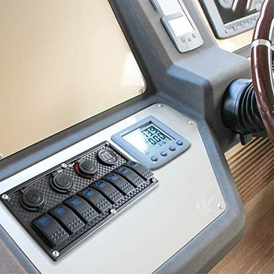 8 Gang Waterproof Rocker Switch Panel - with Fuse DC 12V/24V Digital Voltage Display Dual USB Slot Power Socket