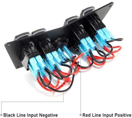 4 Gang 5 Pin Boat Rocker Switch Panel with Fuse ON Off Switch 30V Waterproof Blue LED Light for RV Car Vehicles Truck