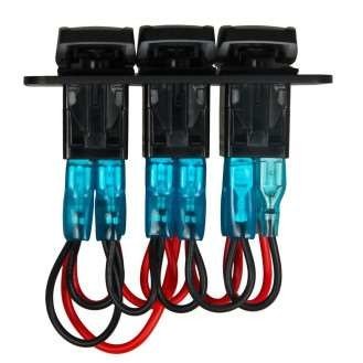 3 Gang Blue LED 12V Rocker Switch Control Panel Circuit Universal Car Boat 5pin ON-OFF