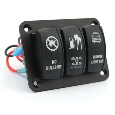3 Gang Blue LED 12V Rocker Switch Control Panel Circuit Universal Car Boat 5pin ON-OFF
