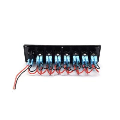 Plastic 7 Gang LED Rocker Switch Panel with 4.2A Dual USB Socket with Volt display Pre-Wired for Auto Car marine Truck
