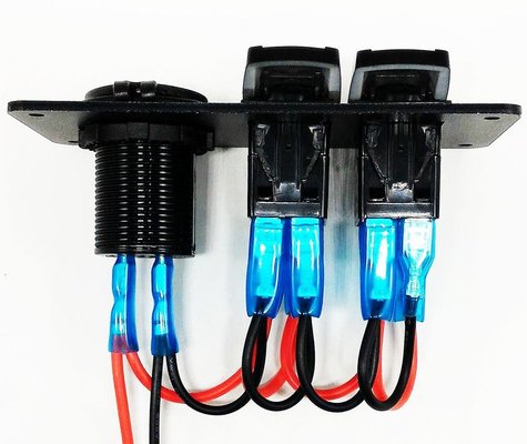 HOT 2 gang Rocker Switch Panel with Dual USB Charger and voltmeter
