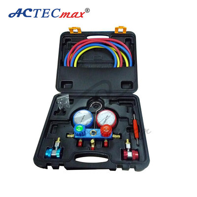 Accurate manifold gauge , Aluminum r134a / r22 Pressure Gauge With Rubber Hose