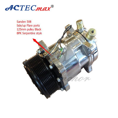 12V Universal Sanden 508 8PK 125mm pulley Serpentine Auto Compressor