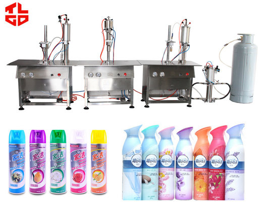 Aerosol Can Air Freshener Filling Machine , Liquid Filling Sealing And Gas Filling Machine