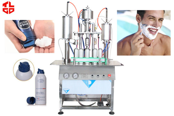 Semi Automatic Spray Can Filling Machine For Shaving Gel / Foam Spray Products