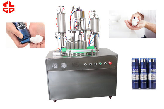 Semi Automatic Spray Can Filling Machine For Shaving Gel / Foam Spray Products