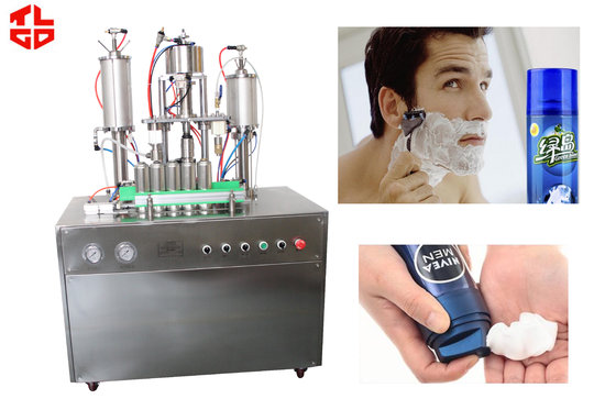 Pneumatic Auto Aerosol Spray Filling Machine for Shaving Gel / Shaving Foam