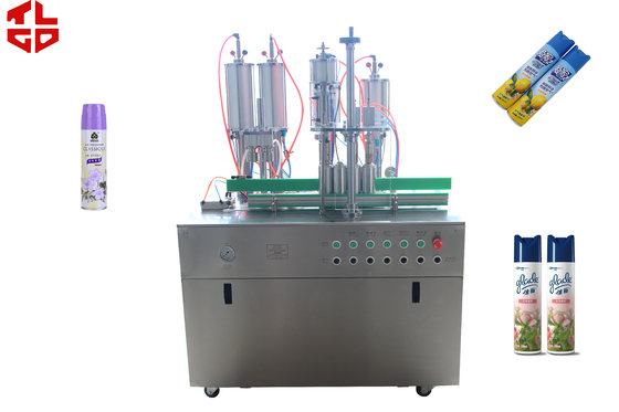 Aerosol Spray Filling Machines For Car Air Freshener 800-1100cans/Hour Filling Capacity