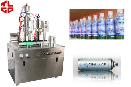Canned Oxygen Gas / Fresh Air Filling Machine , Aerosol Can Filling Equipment