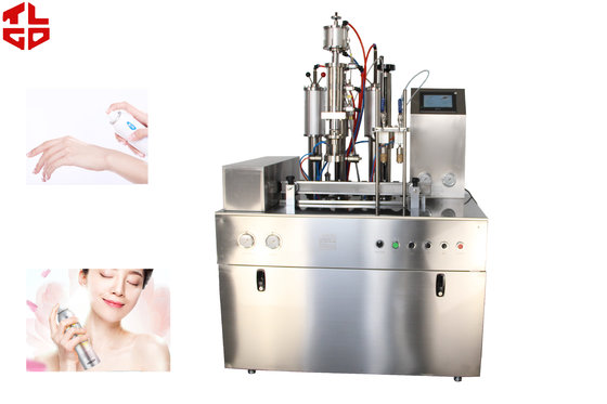 Semi Automatic Bag On Valve Aerosol Filling Machine for Cosmetic Spray / Water Spray