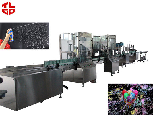 Aerosol Paint Filling Machine / Aerosol Can Filling Line For Snow Sprays , Party Strings