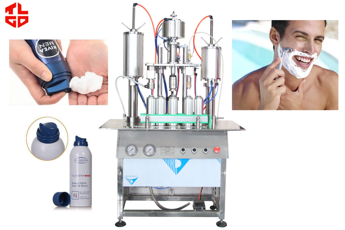 Semi Automatic Spray Can Filling Machine For Shaving Gel / Foam Spray Products