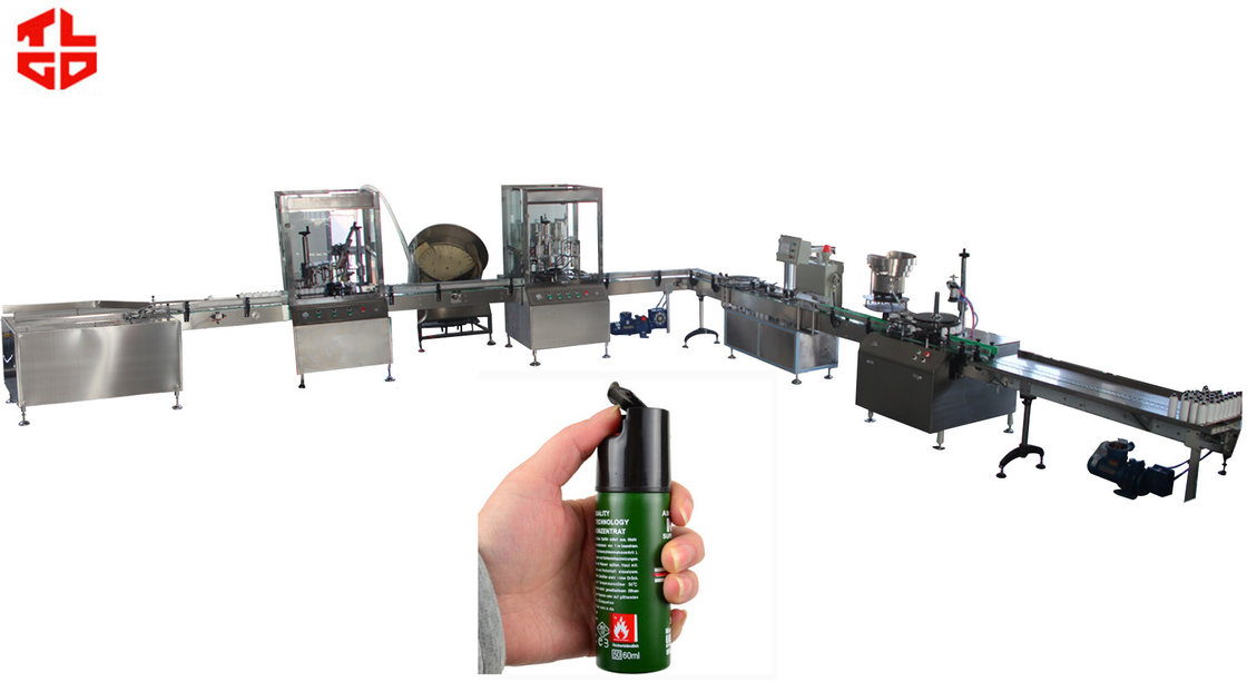 Auto Aerosol Spray Can Filling Line For Self Defense Spray / Police Spray