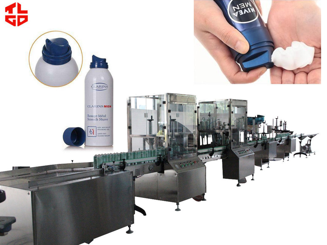Automatic Aerosol Filling Line Shaving Gel / Shaving Foam Packaging 2000-3200 Cans/ hr