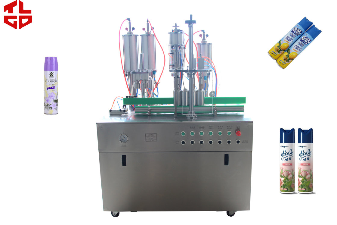Aerosol Spray Filling Machines For Car Air Freshener 800-1100cans/Hour Filling Capacity