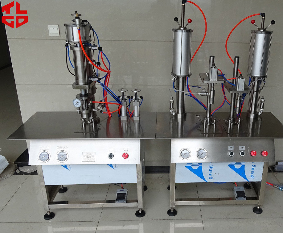 Semi-Auto Spray Can Bag On Valve Filling Machine, Cosmetic Spray BOV Filling Machine