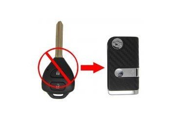 2 Buttons Modified Flip Remote Key Shell for Toyota Corolla,Vios,RAV4(3D Carbon Fiber Sticker)