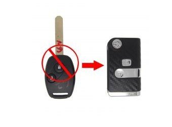 2 Buttons Modified Flip Remote Key Shell for Honda Fit,Civic,CRV,Odyssey(3D Carbon Fiber Sticker)