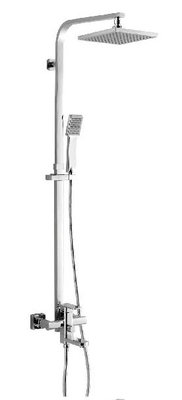 Adjustable Bath Shower Mixer Set With Slide Bar Floor Stand Thermostatic Exposed