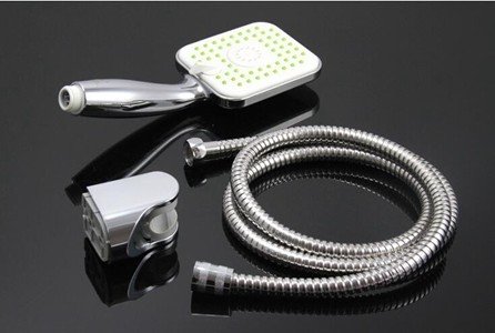 Rectangular Hand Held Filtering Shower Head Multi Spray With Holder / Hose