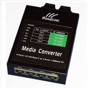 Fiber Media Converter with 2 fiber ports + 4 10/100M Ethernet ports 20KM