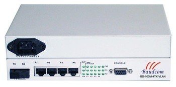 100M ethernet VLAN Media Converter VLAN switch with 4*FE port + 1*fiber port