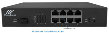 Passive Optical Networking CPE 8 *10/100M GEPON ONU with 1 SC/PC PON port