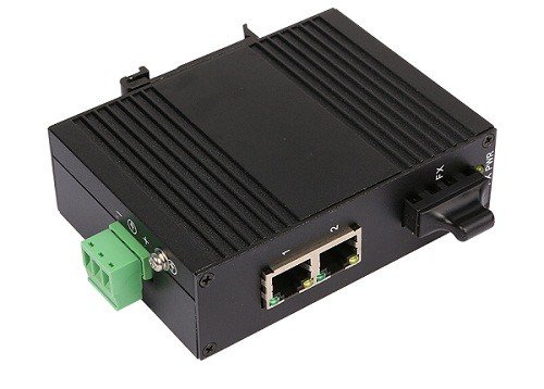 DIN-Rail / wall mounting 10/100M 1 Fiber Port 2 UTP Ports Fiber Media Converter