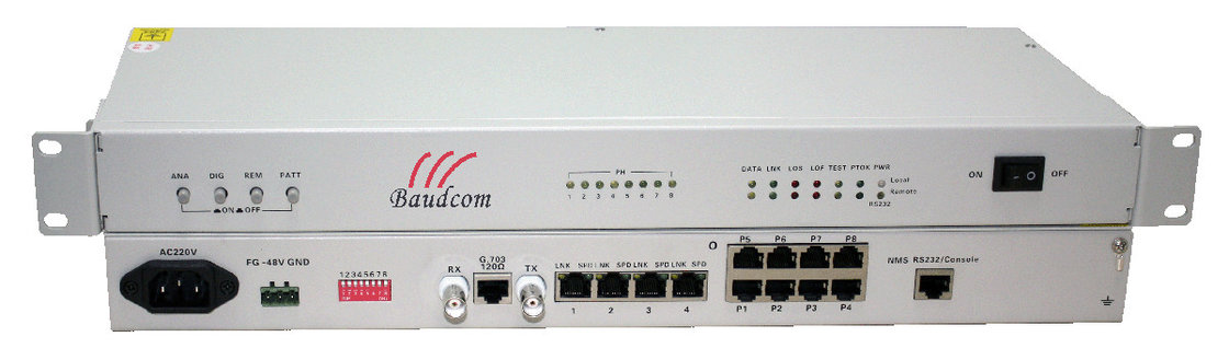8 POTS over E1 multiplexer 4* fast ethernet + 8*analog phone over E1 converter