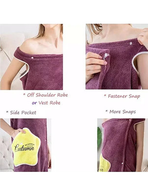 Flourish OEM Super Soft Microfiber Wearable Towel Bath Towel Bathrobe