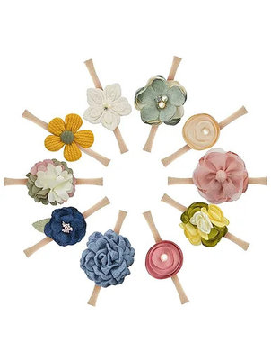 Nylon Infant Accessories Headband Cable Solid Wide Flower Baby Girls Headbands